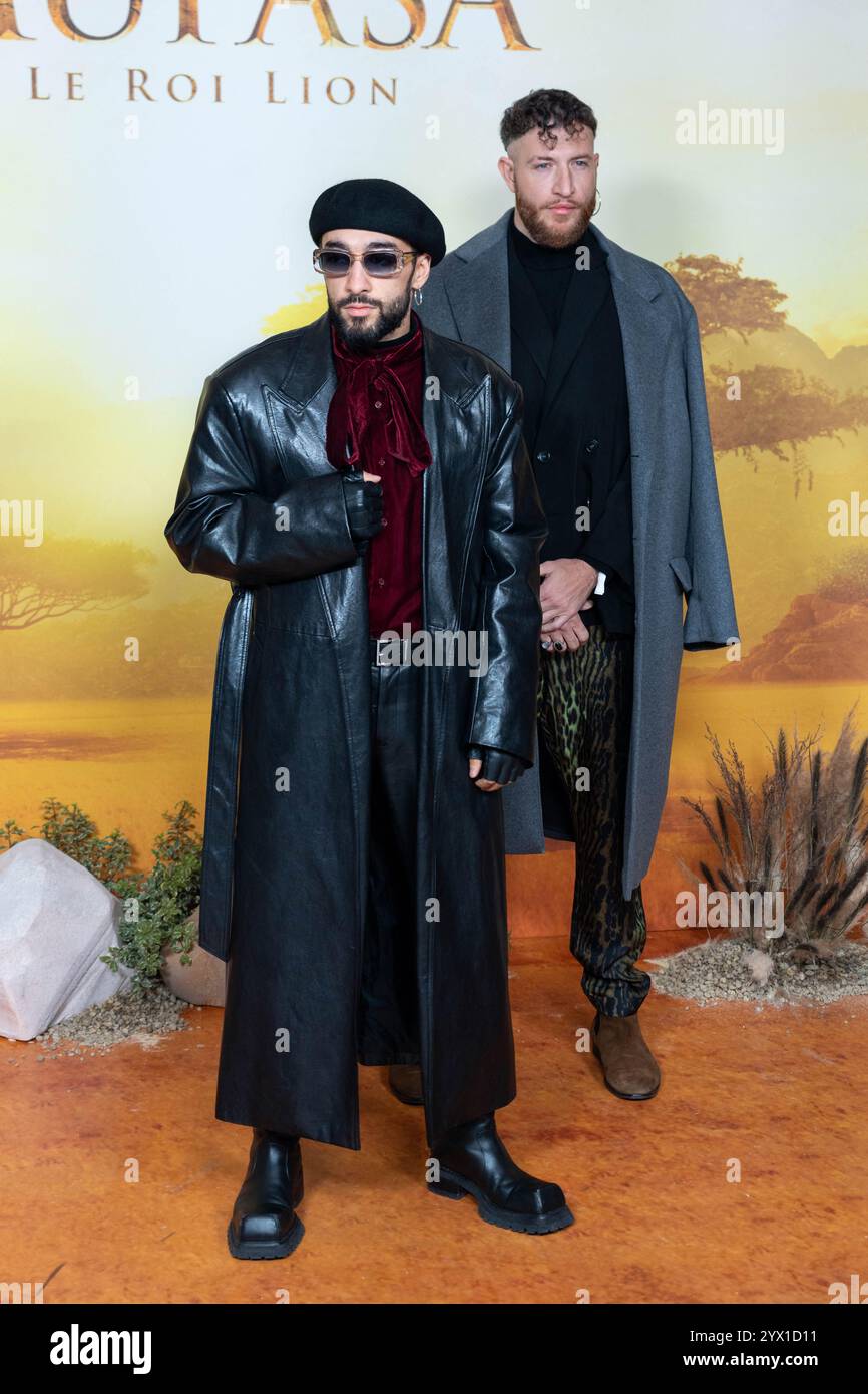 Paris, France. 12th Dec, 2024. Sofiane Pamart and Guillaume Heritier attends the Mufasa Premiere ...
