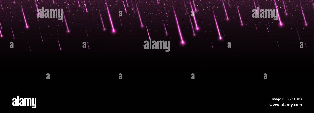 Meteor rain, shooting stars background. Bright, streaking lights falling from the sky Stock ...