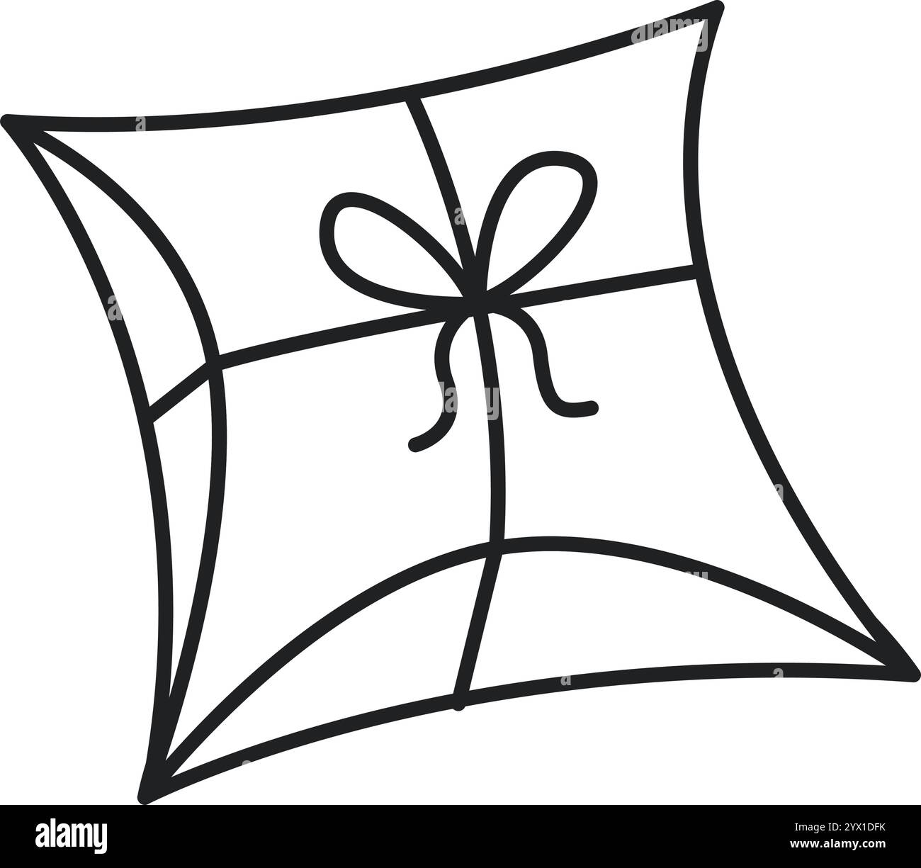 Curved gift box with ribbon bow in outline style Vector Stock Vector ...