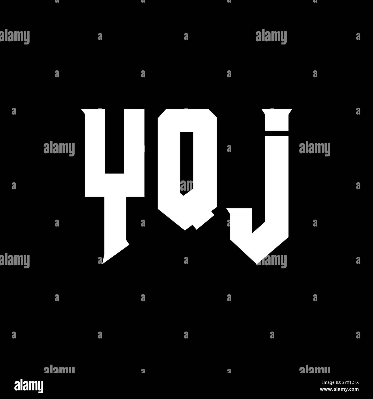 YQJ letter logo design for technology company. YQJ logo design black and white color combination ...