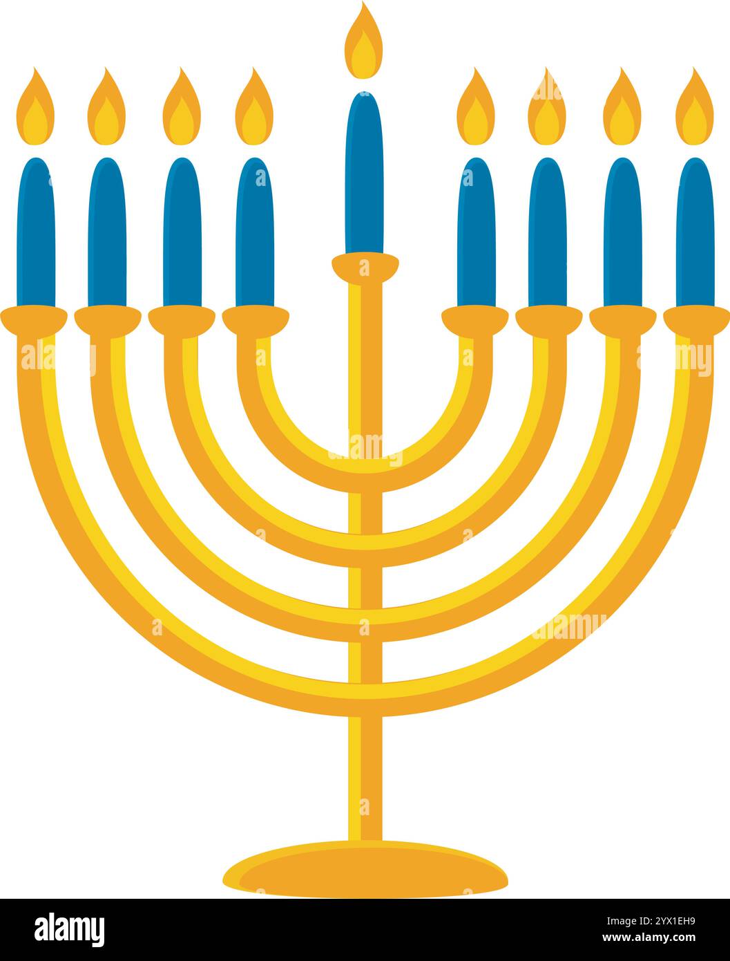 Hanukkah menorah with blue candles and flames Vector Stock Vector Image ...