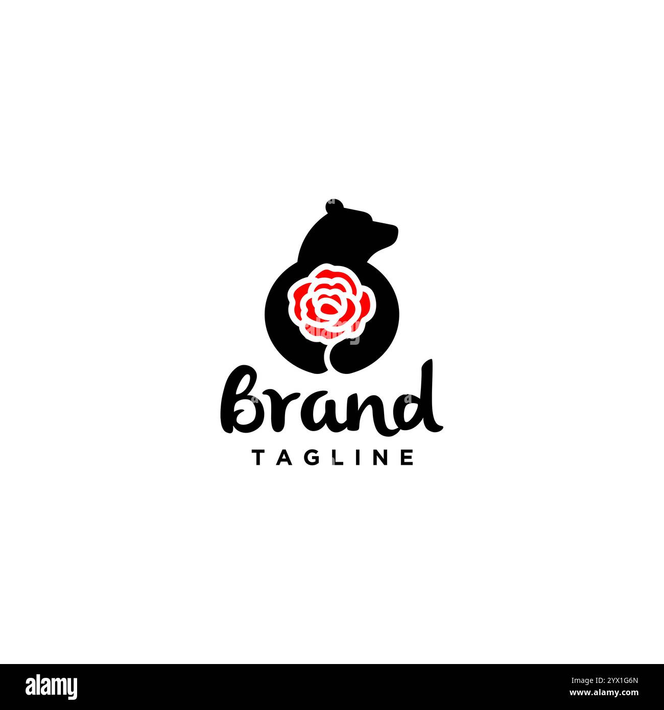Bear Hugging Rose Bucket Logo Design. Rose Flower In A Sweet Bears ...