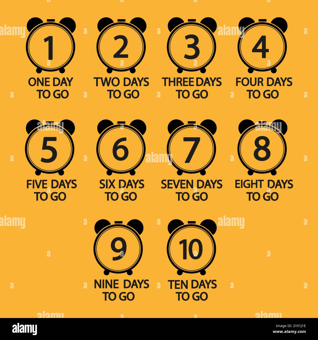 Countdown timer set. Numbers one to ten. Days to go text. Vector illustration Stock Vector Image ...