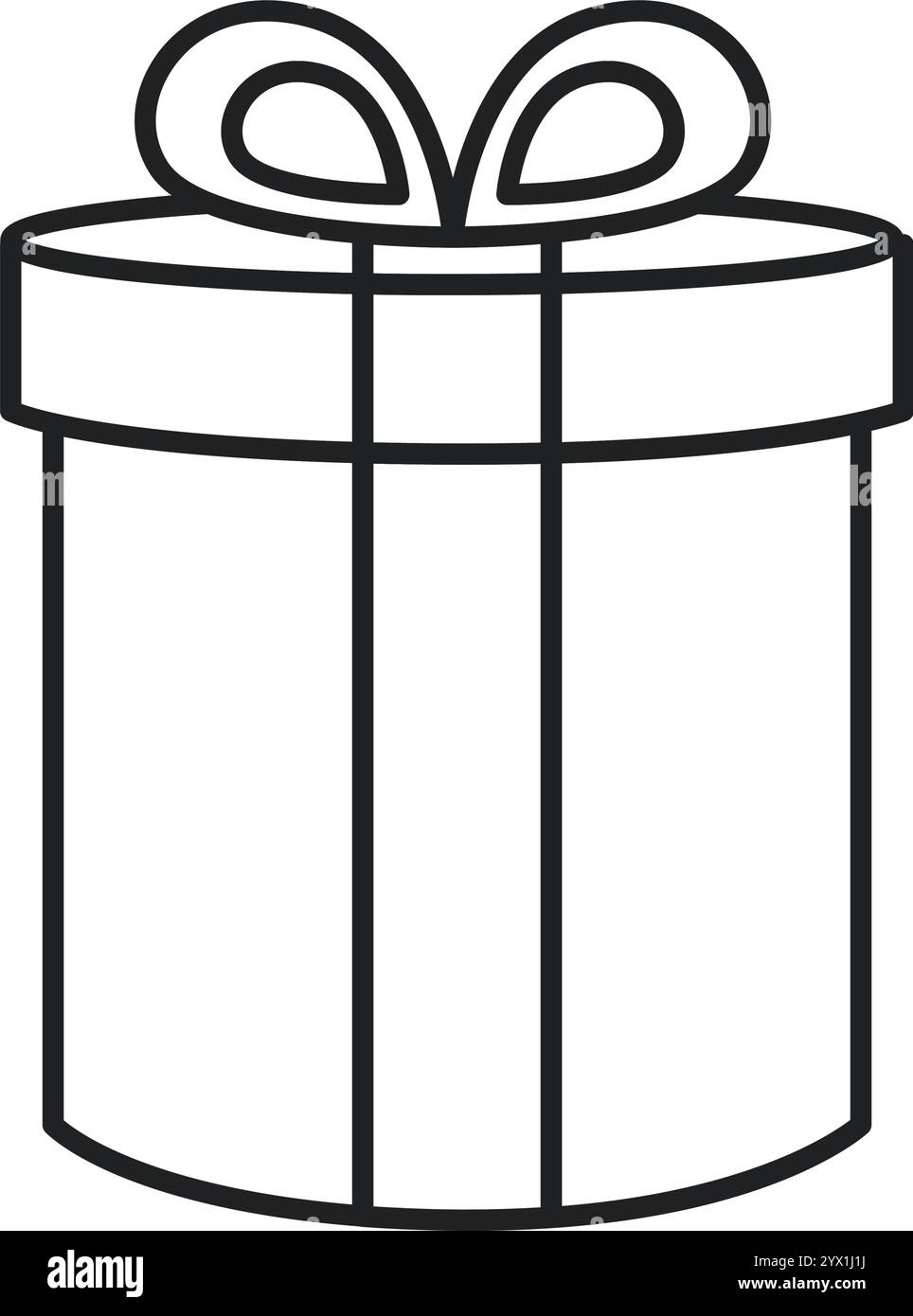 Round gift box with bow in outline style Vector Stock Vector Image ...