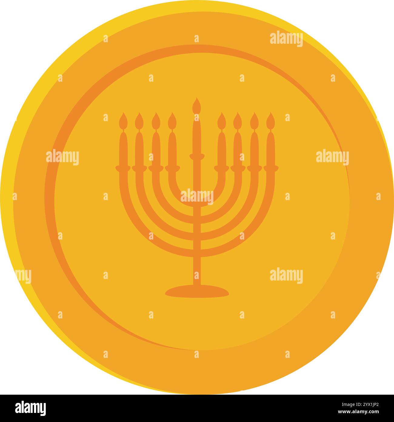 Golden Hanukkah coin with menorah symbol in center Vector Stock Vector ...