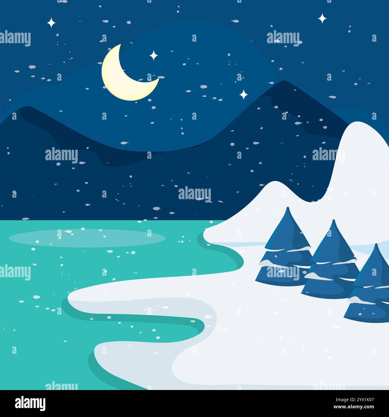 Moon snow on trees Stock Vector Images - Alamy