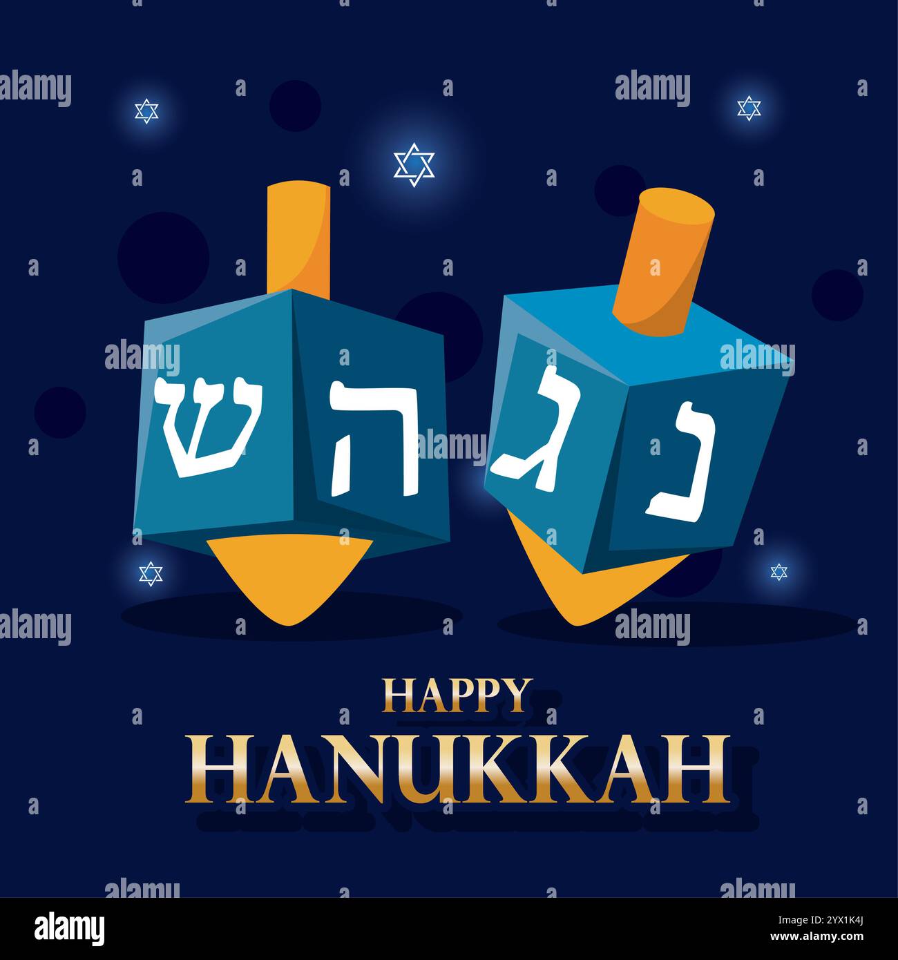 Hanukkah dreidels with glowing background design Vector Stock Vector ...