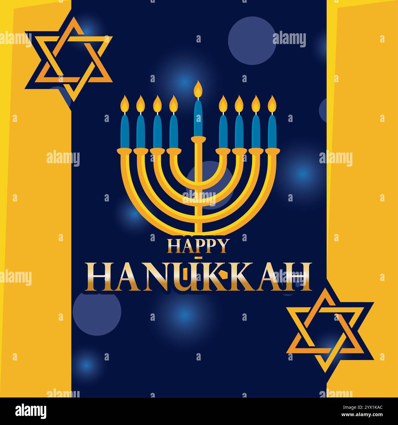 Illustration of a menorah, Star of David, and festive decor for ...