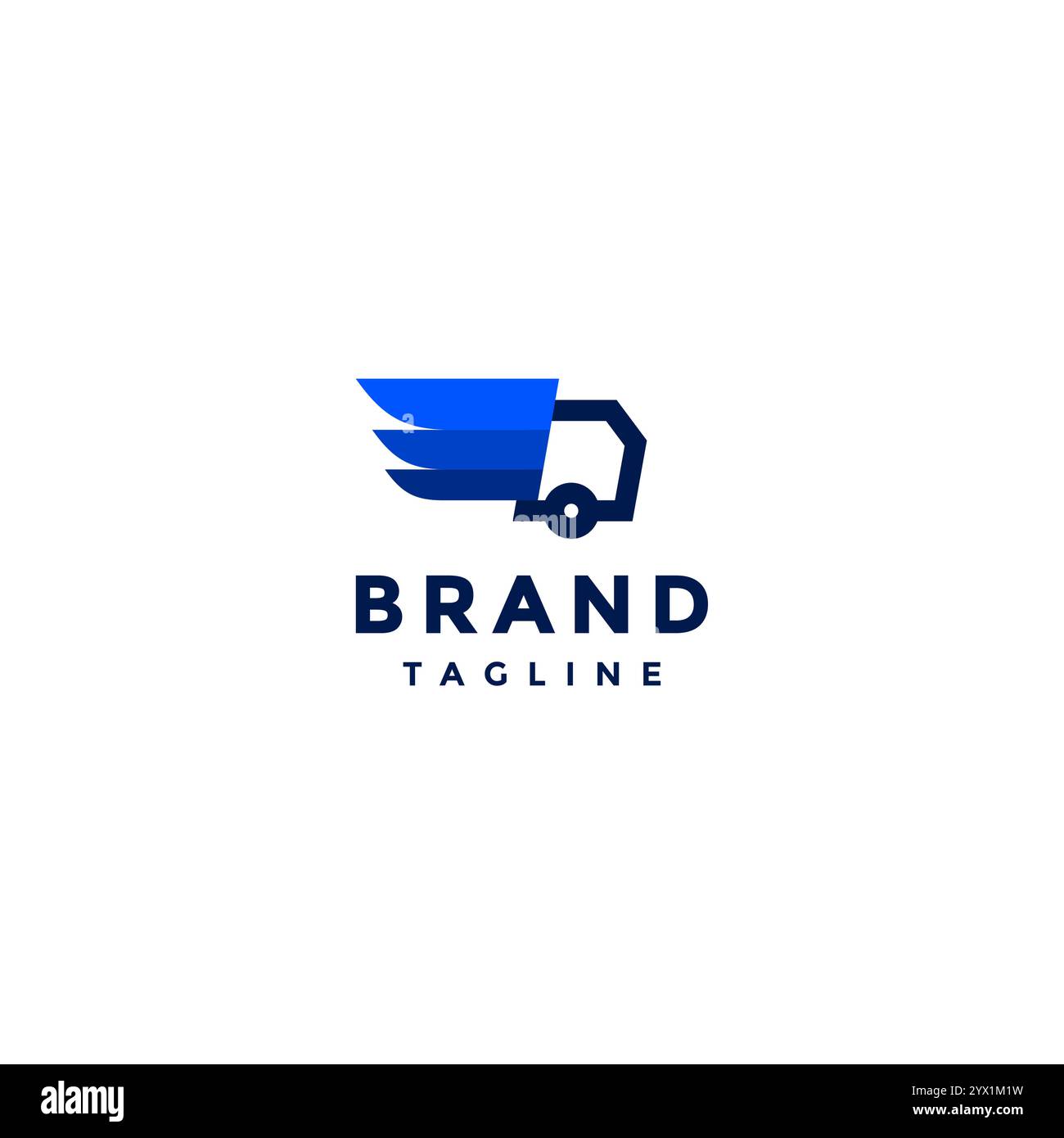 Blue Winged Delivery Truck Logo Design. Simple Delivery Truck With Blue ...
