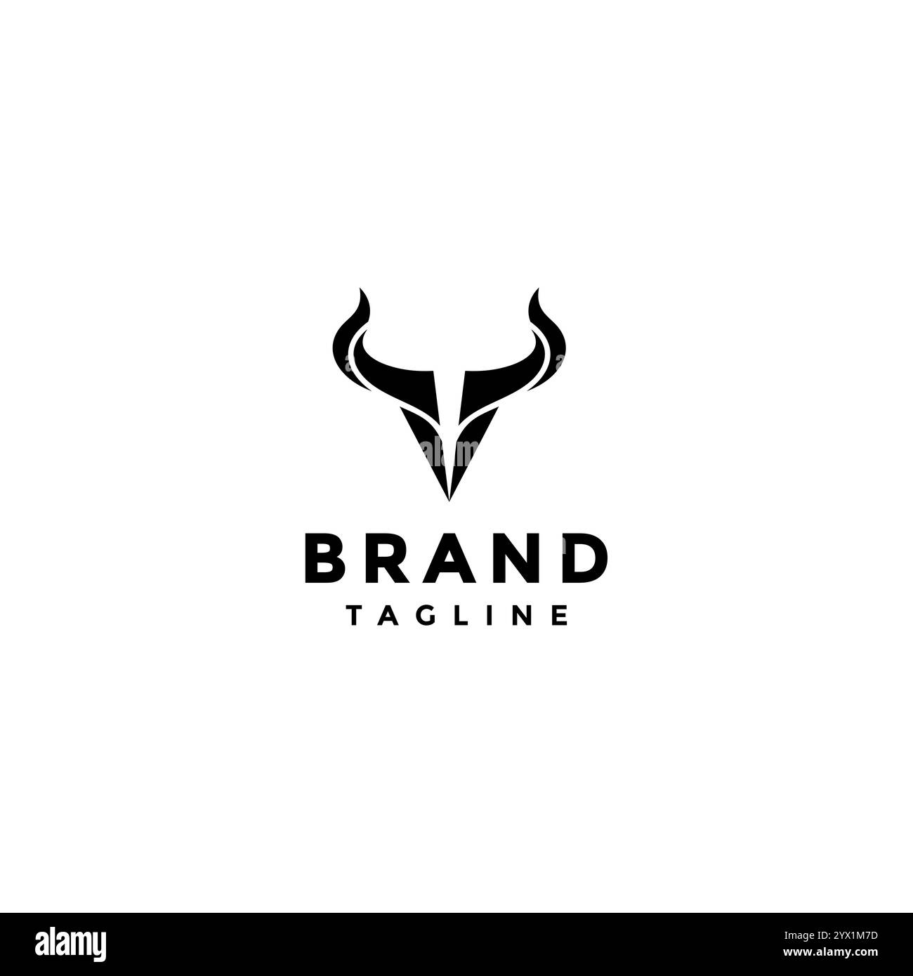 Simple Bold Bull Horn Logo Design. Bold Tribal Bull Symbol Logo Design ...