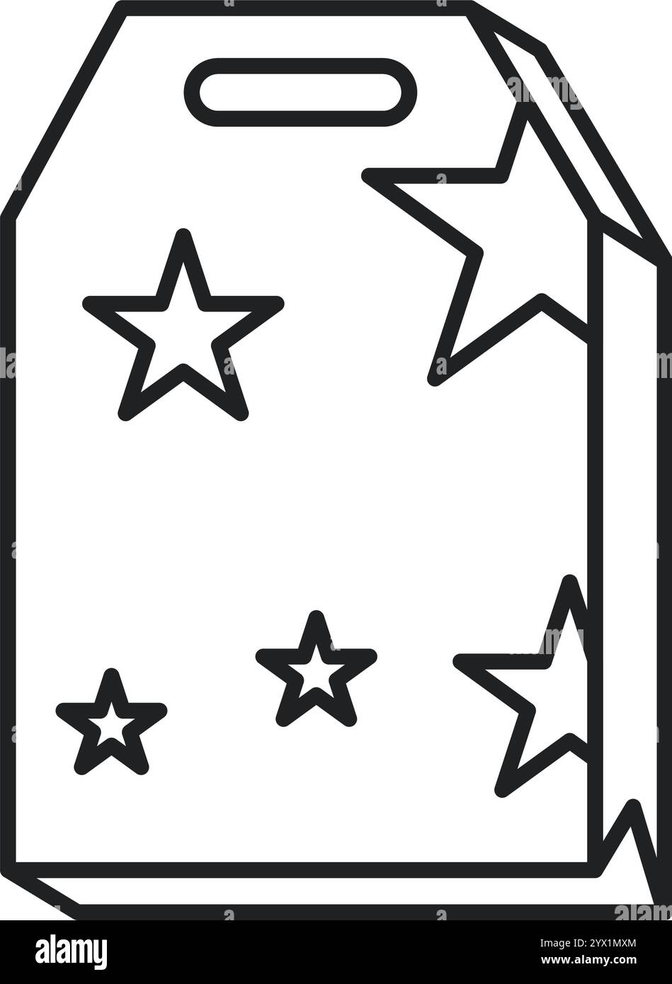 Gift bag with star decorations in outline style Vector Stock Vector ...