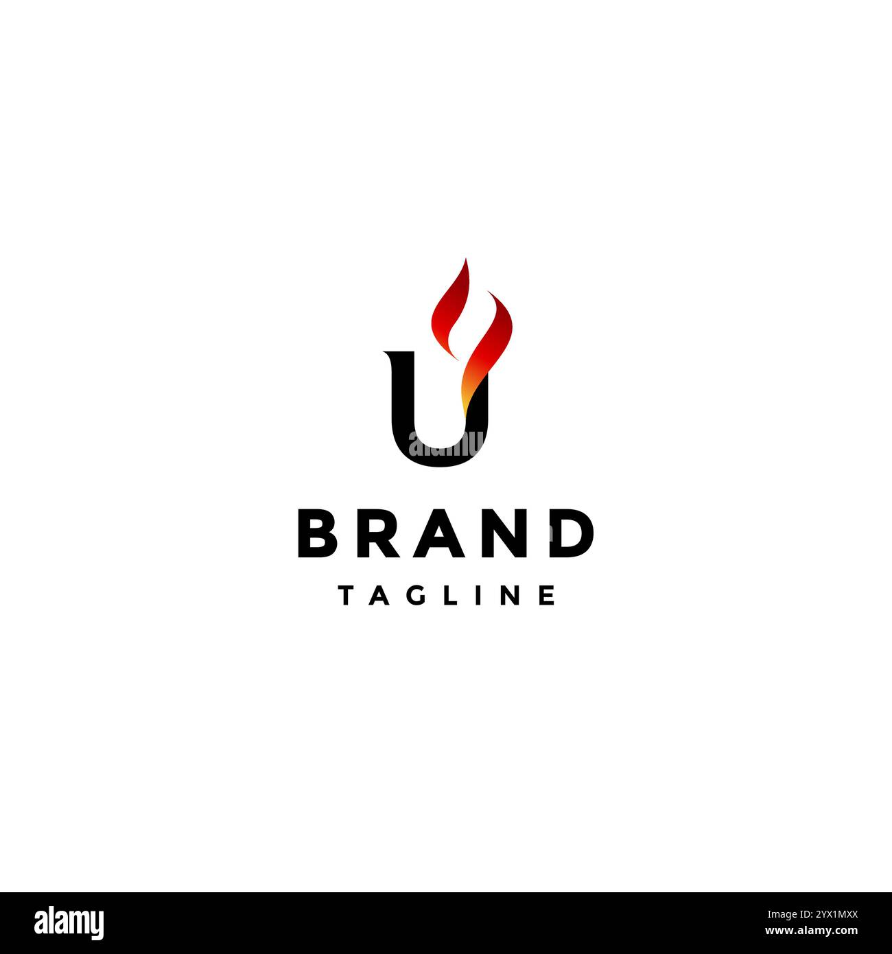 Simple Letter U Burning Logo Design. Initial Letter U with Fire at the ...
