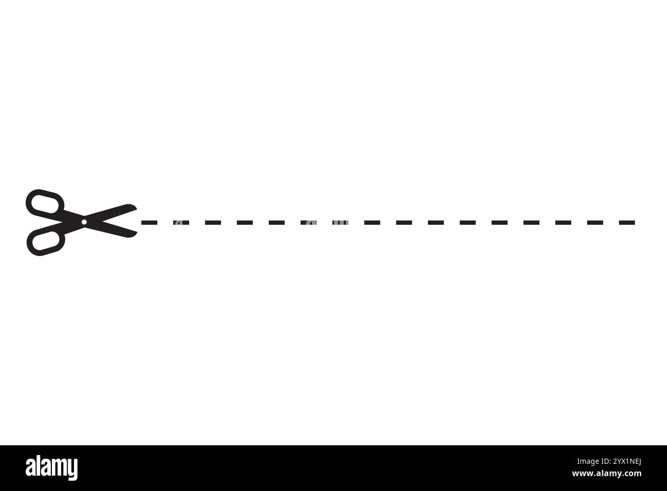 Scissors cutting line. Dashed line symbol. Simple cutting vector. Black and white Stock Vector ...