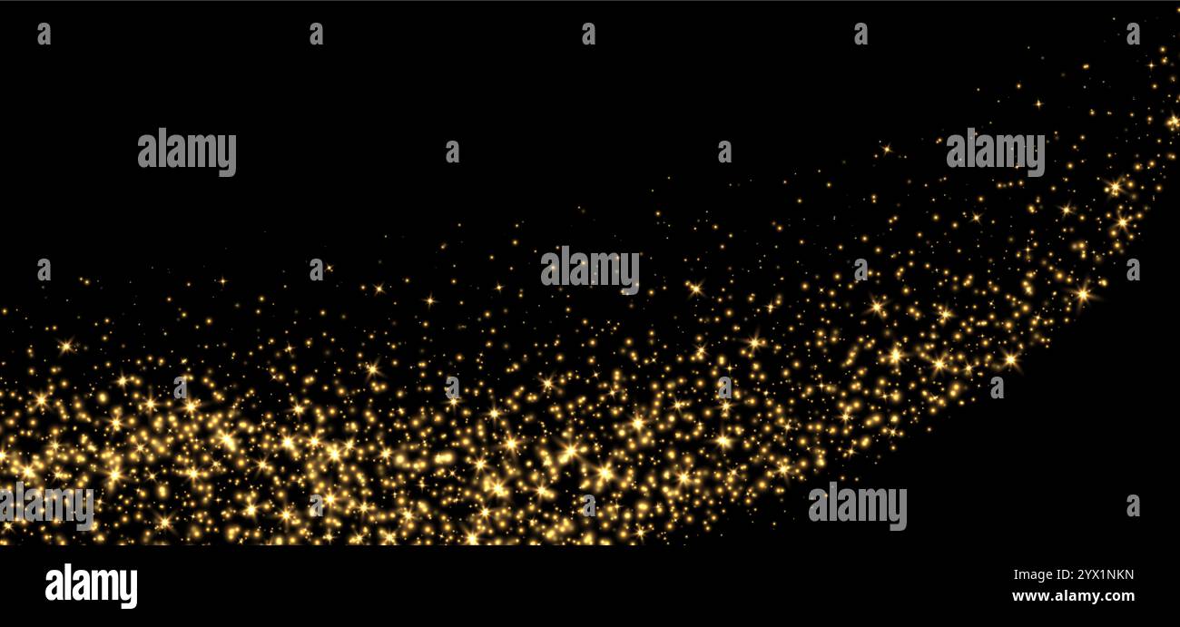 Golden stars and sparkles, magic star dust background, light effect ...