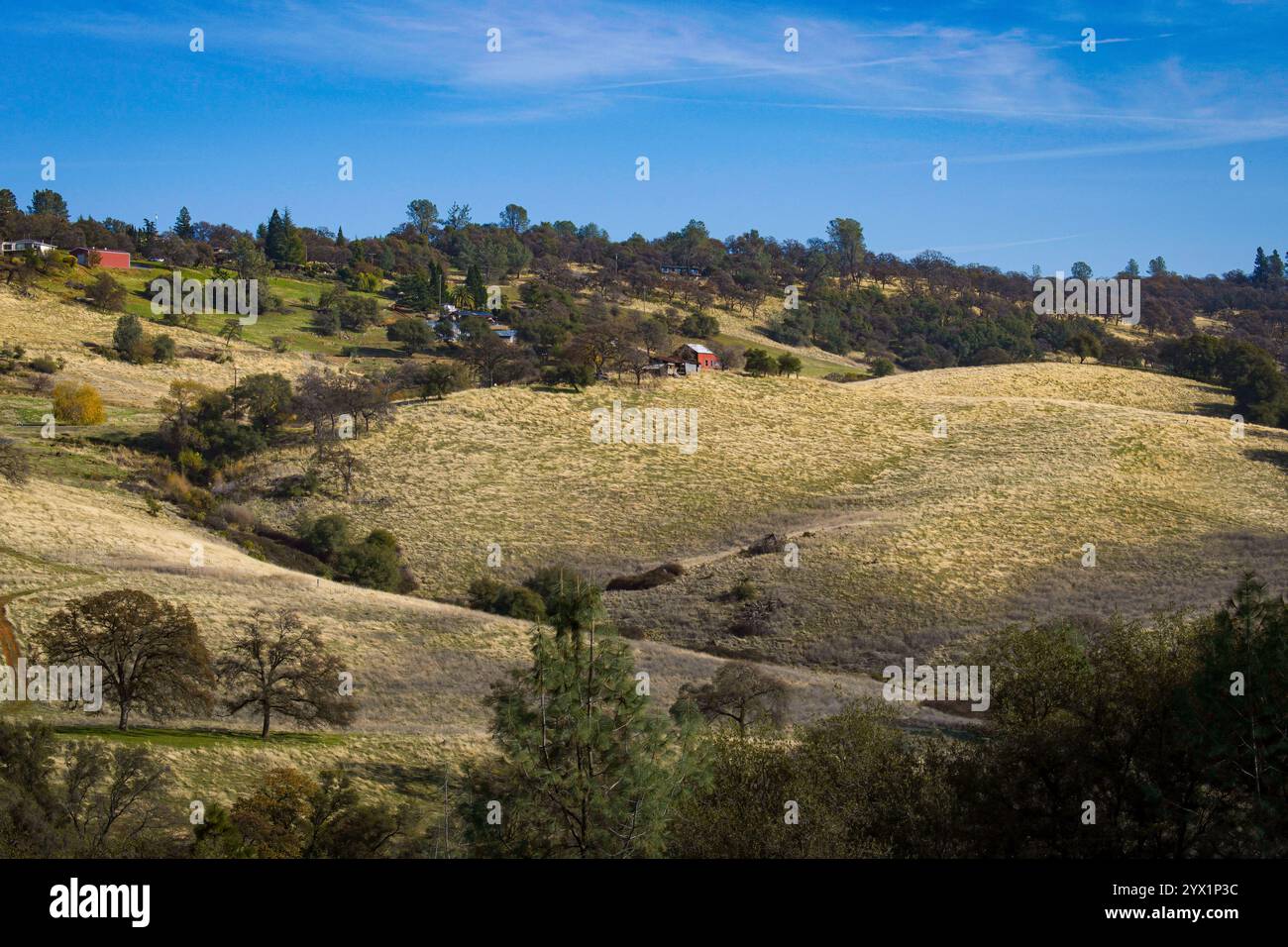 Landscape photo of hillside with red barn in the distance taken at ...