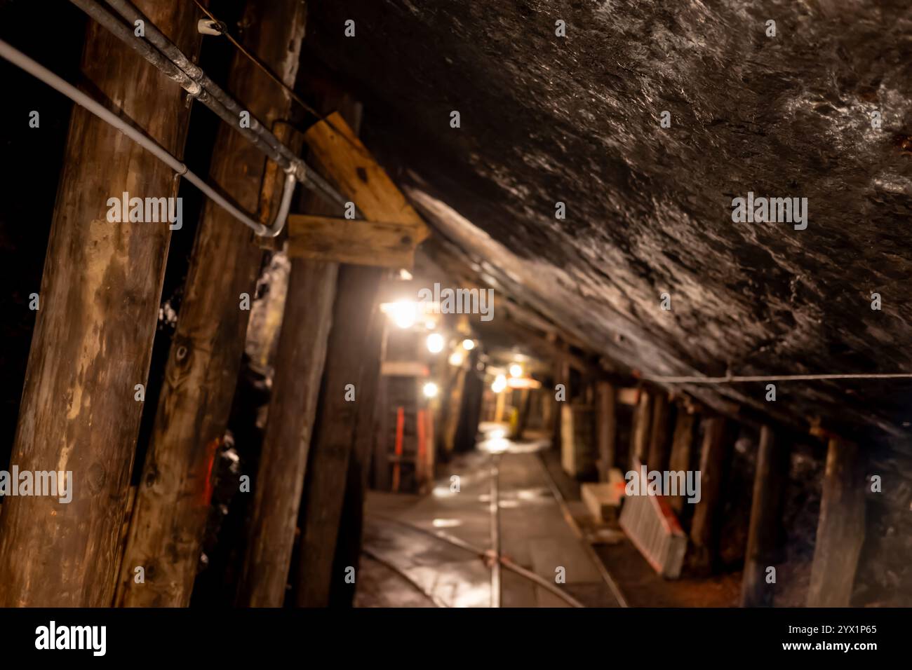 Dark mining shaft in the underground Lackawanna Coal Mine Tour at ...