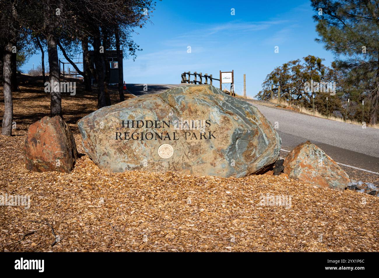 Photo of the entrance sign at Hidden Falls Regional Park in the Sierra ...