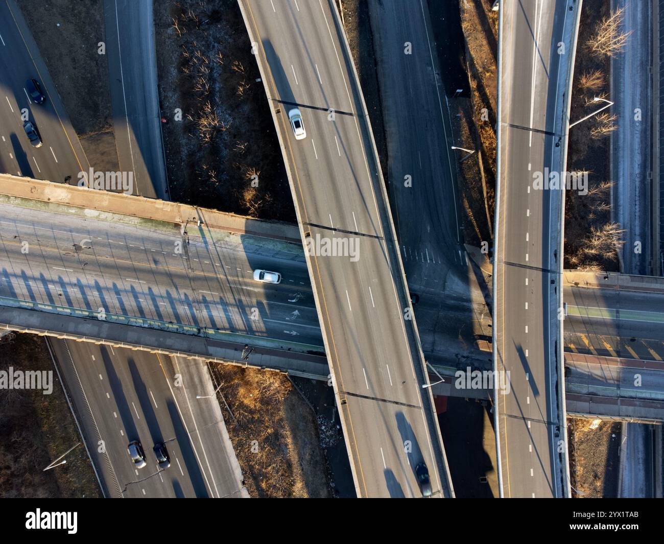 Aerial view looking down on Interstate 84 and the Asylum and Capitol ...