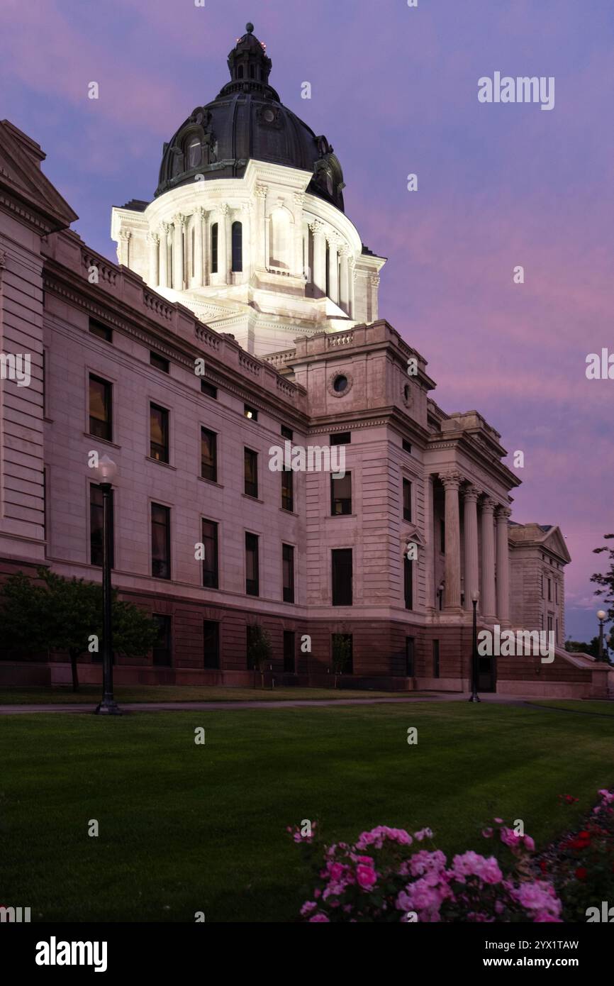 Vertical view of the state capitol building of South Dakota in Pierre ...