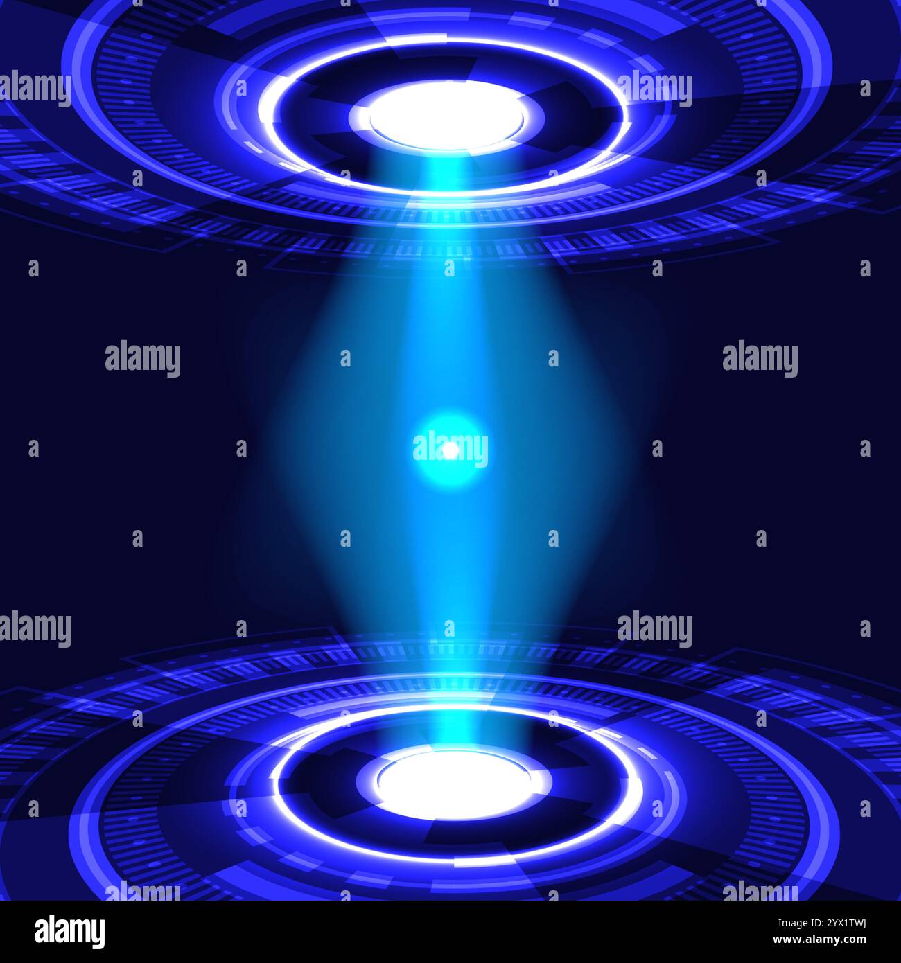 Abstract background with blue quantum tech circles, stock vector Stock ...