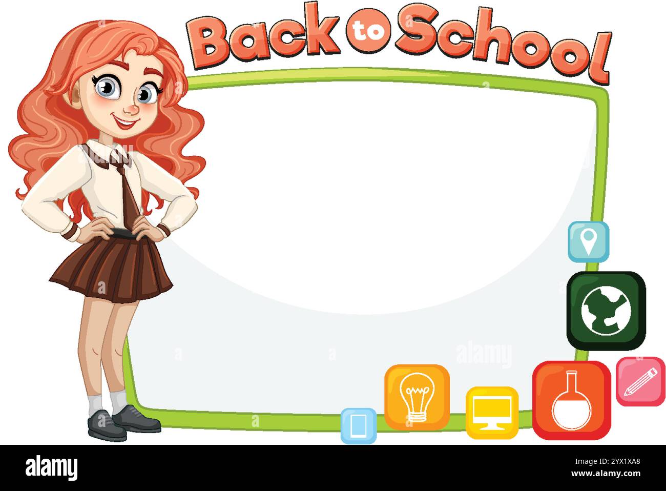 Girl ready for school with icons Stock Vector Image & Art - Alamy