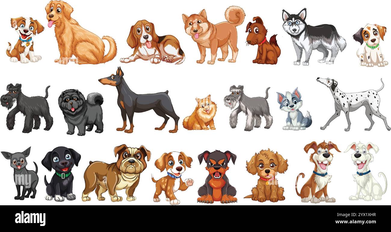Happy dogs different breeds Stock Vector Images - Alamy