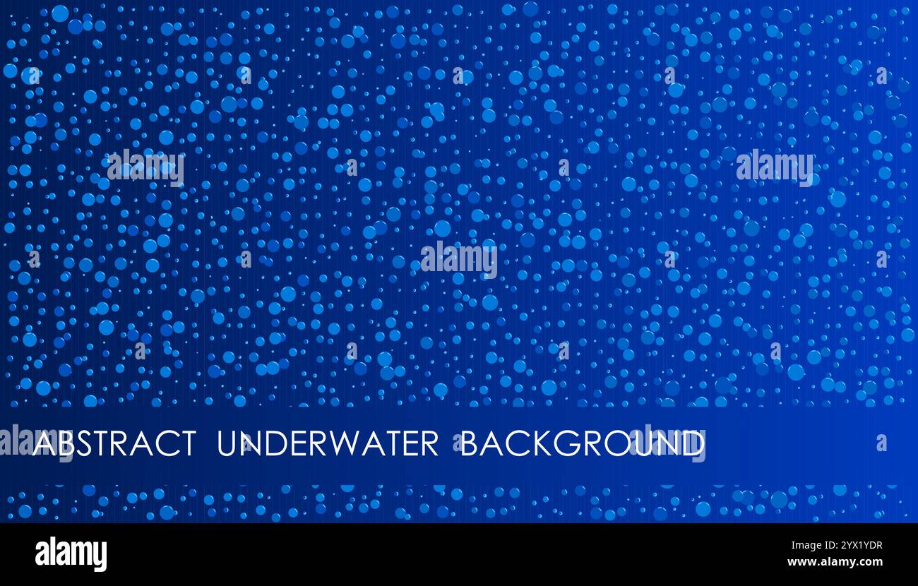 Horizontal fizzy water abstract background with blue bubbles, cover ...