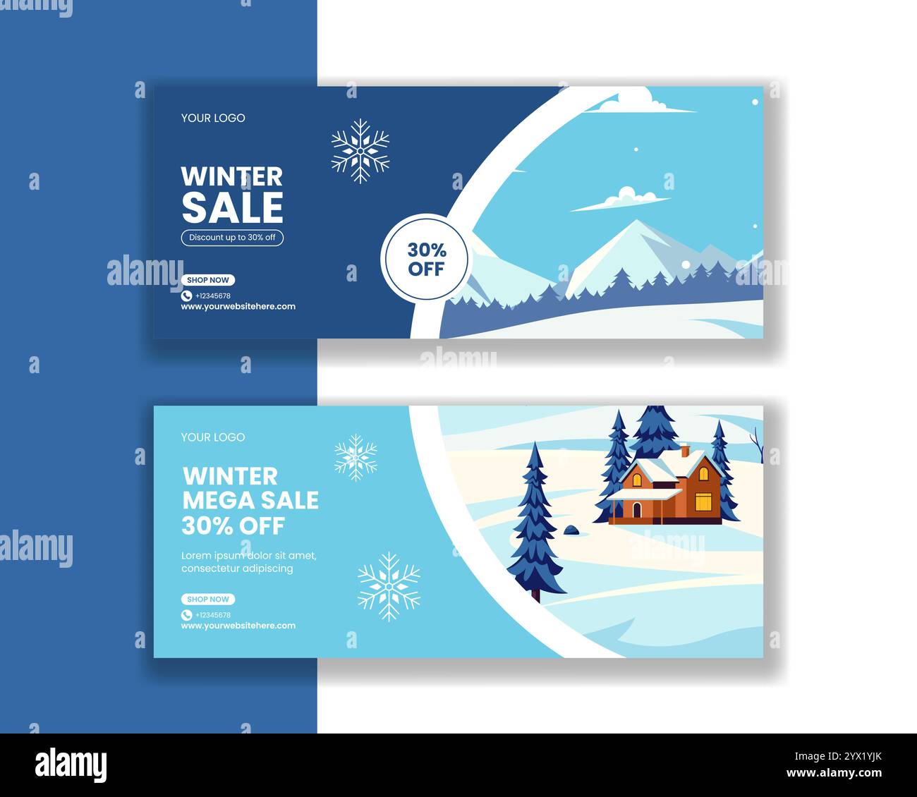 Winter Promotion Banner Flat Cartoon Hand Drawn Template Illustration ...