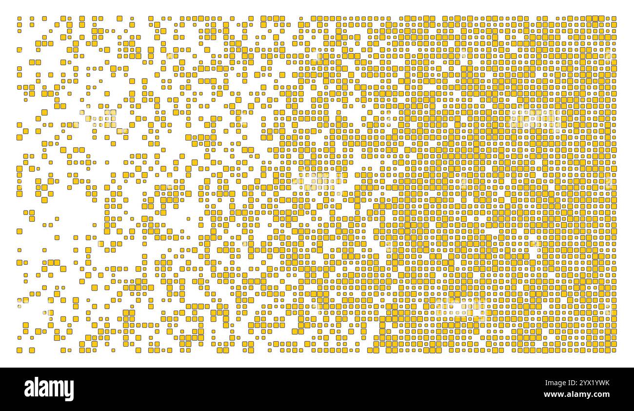 Horizontal white yellow abstract background with golden pixels, cover ...