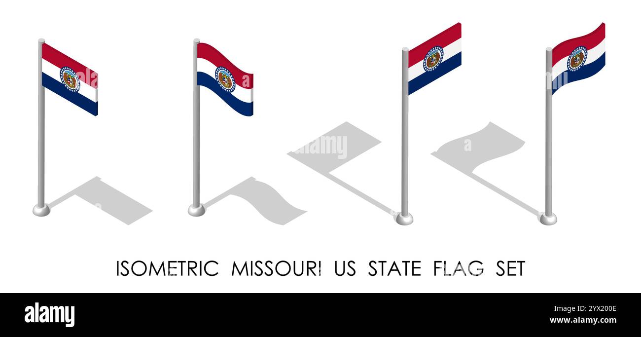 Isometric Missouri US state in static position and in motion on ...