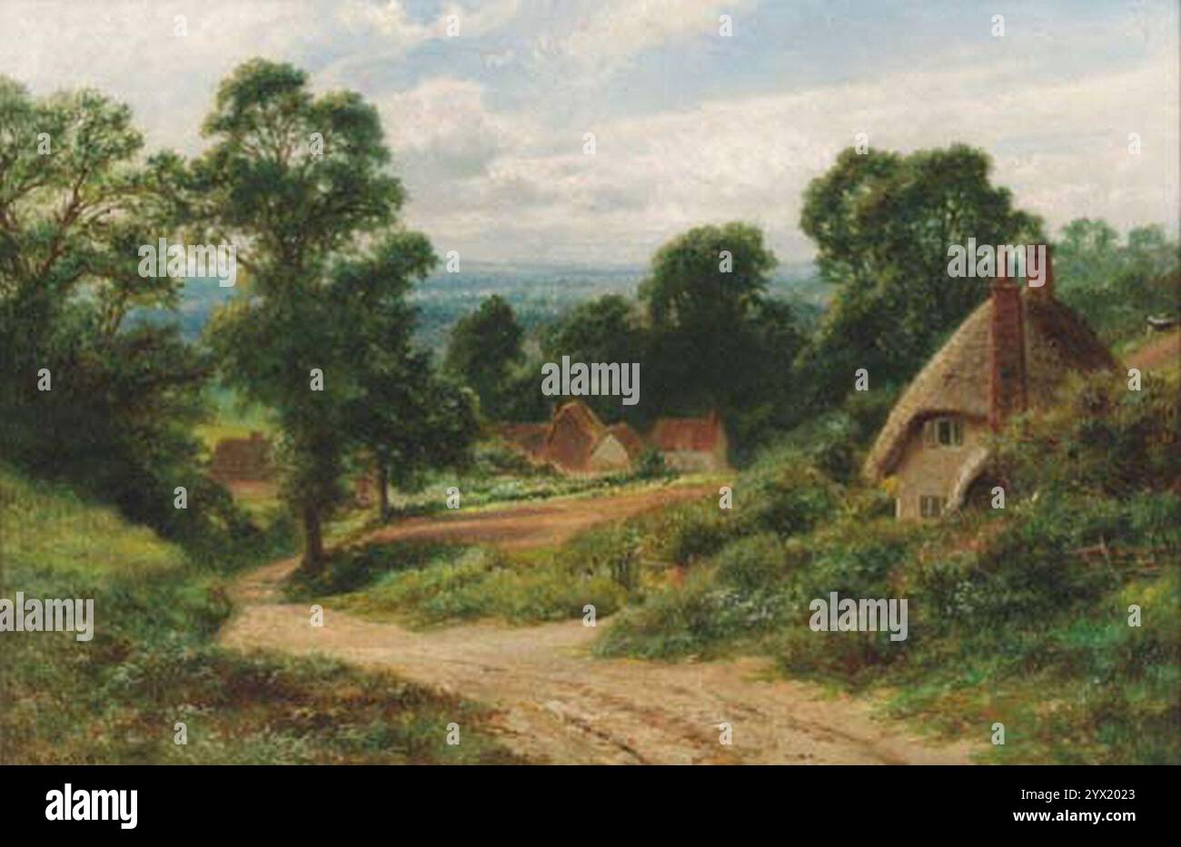 Cottages in an extensive landscape Stock Photo - Alamy