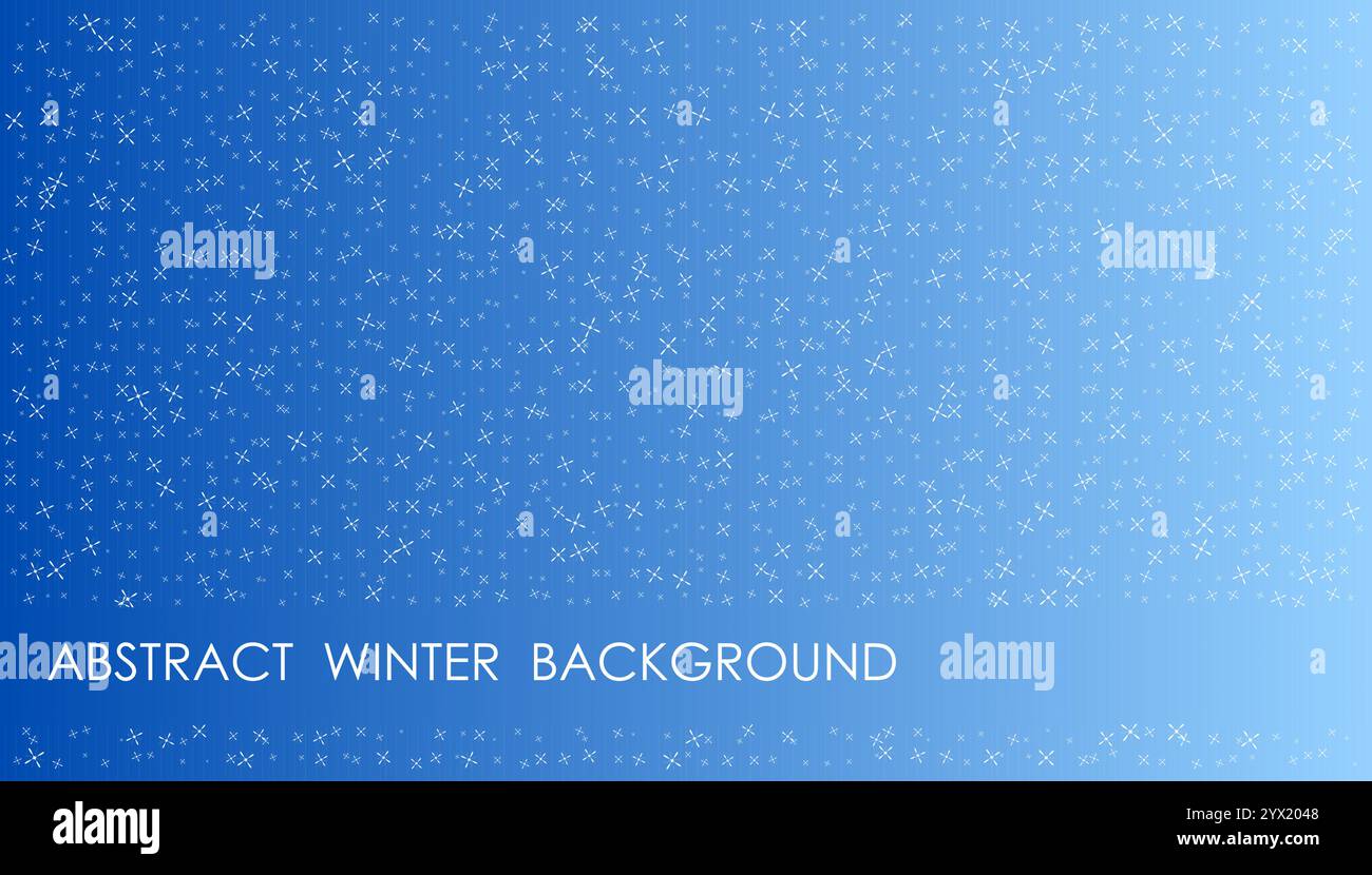 Horizontal winter blue abstract background with snowfall, cover, site ...