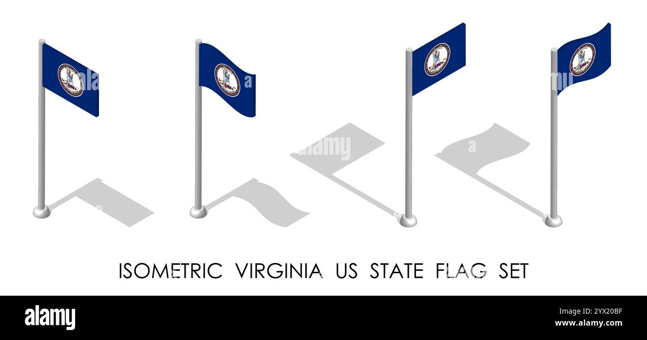 Isometric Virginia US state in static position and in motion on ...