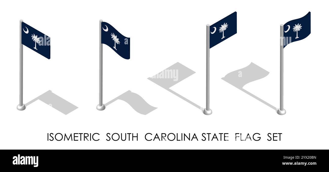 Isometric South Carolina US state in static position and in motion on ...