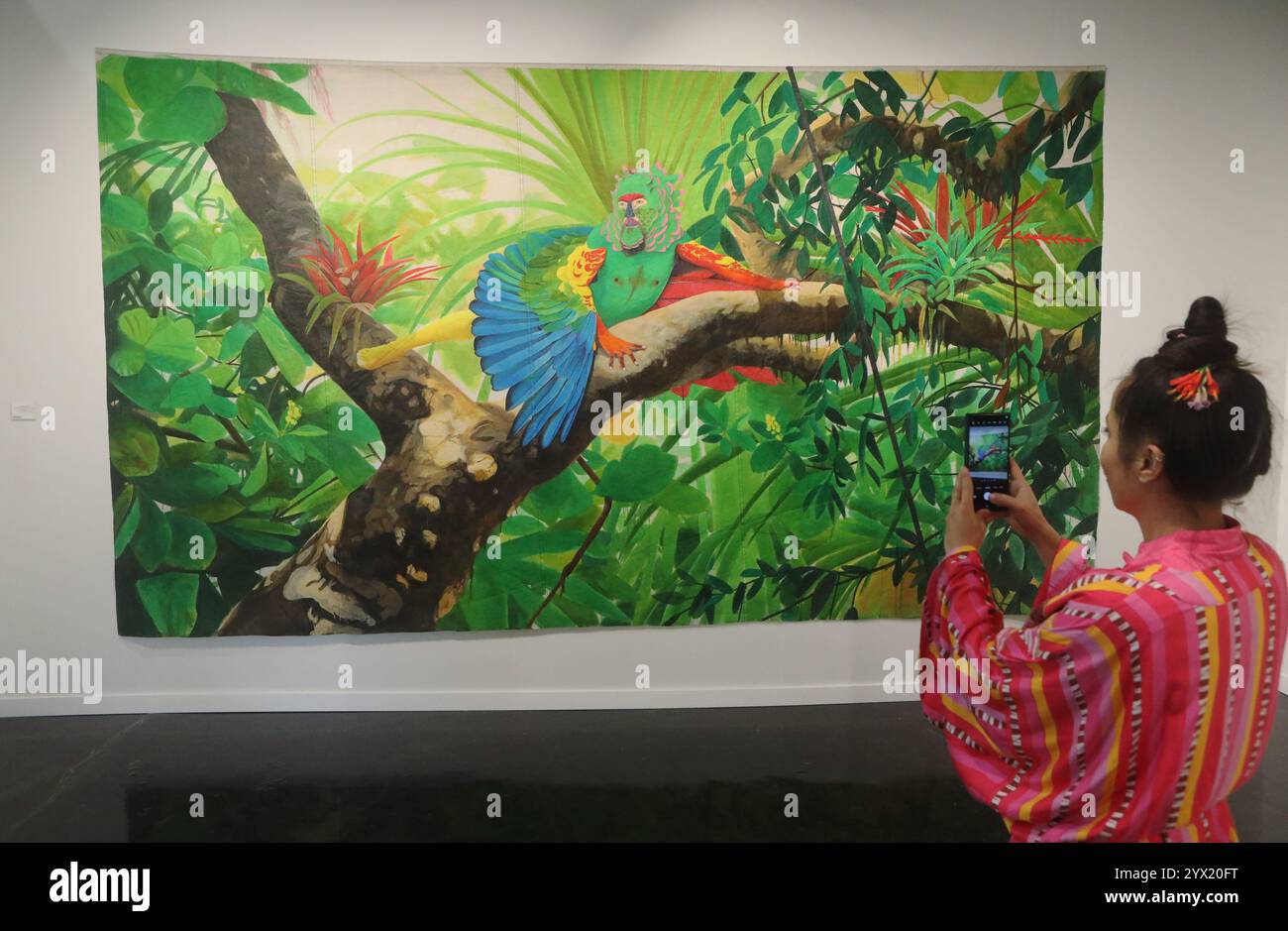 MIAMI, FLORIDA - DECEMBER 5: View of vibbrant acrylic on used dacron ...