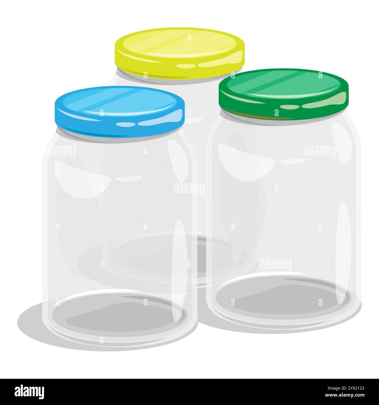 Set of empty tall glasses jar for food canning. Summer harvest and ...