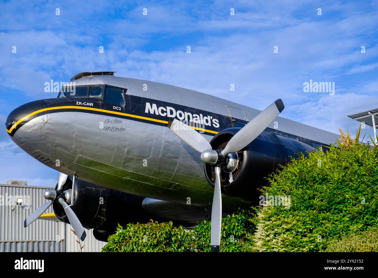 Exterior view of McDonald's fast food restaurant DC3 plane in Taupo ...