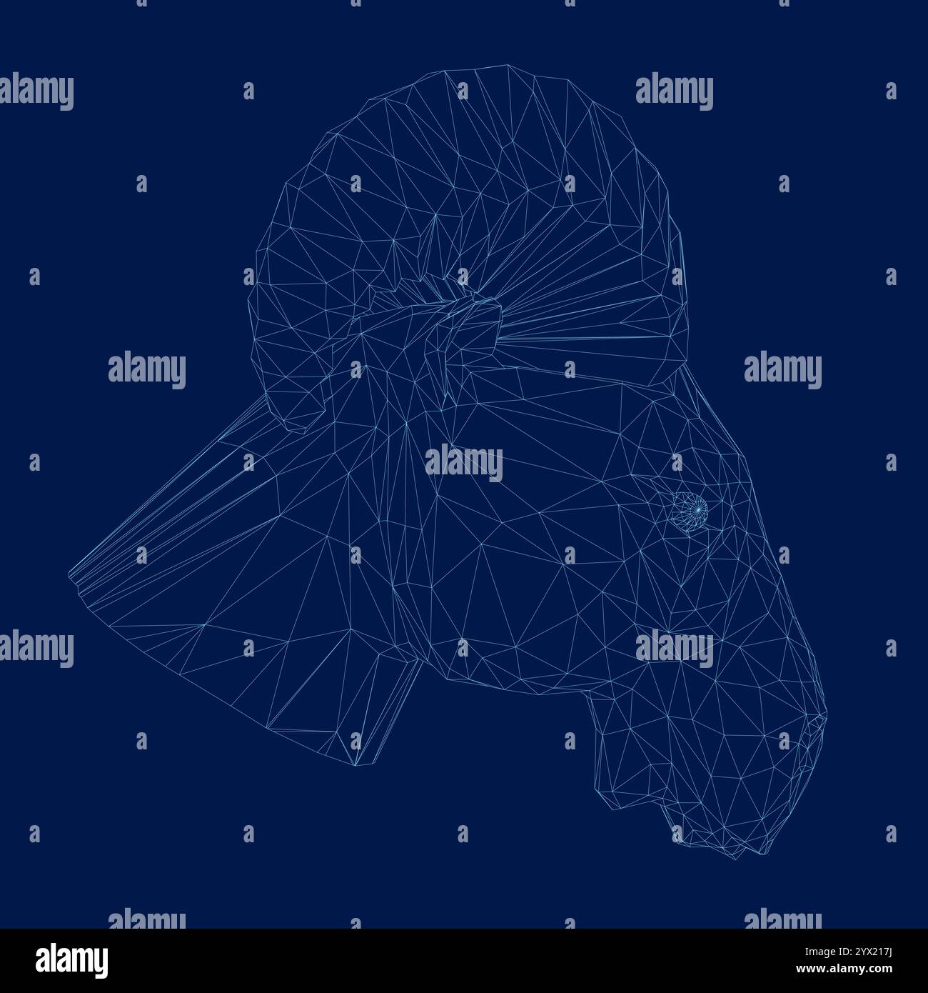 Wireframe Ram Head, Fierce Stare Mascot side View. 3D. Vector ...