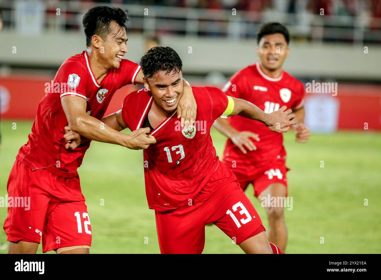 Surakarta, Indonesia. 12th Dec, 2024. Muhammad Ferrari (C) of Indonesia ...