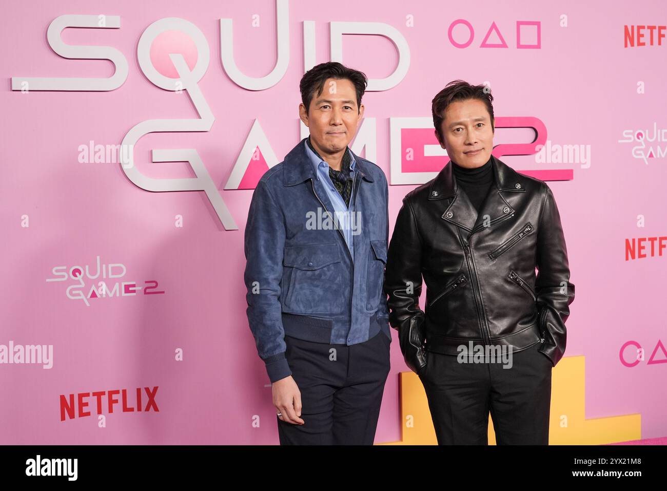 Lee Jung-jae, left, and Lee Byung-hun arrive at the premiere of the ...