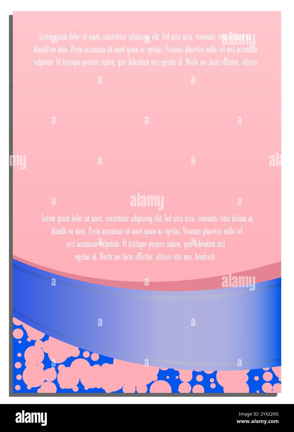 Vertical pink abstract background with blue ribbon, coral blots, for ...