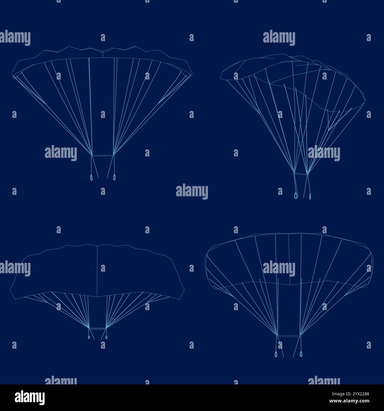Set parachute sports on a blue background. Vector illustration Stock ...
