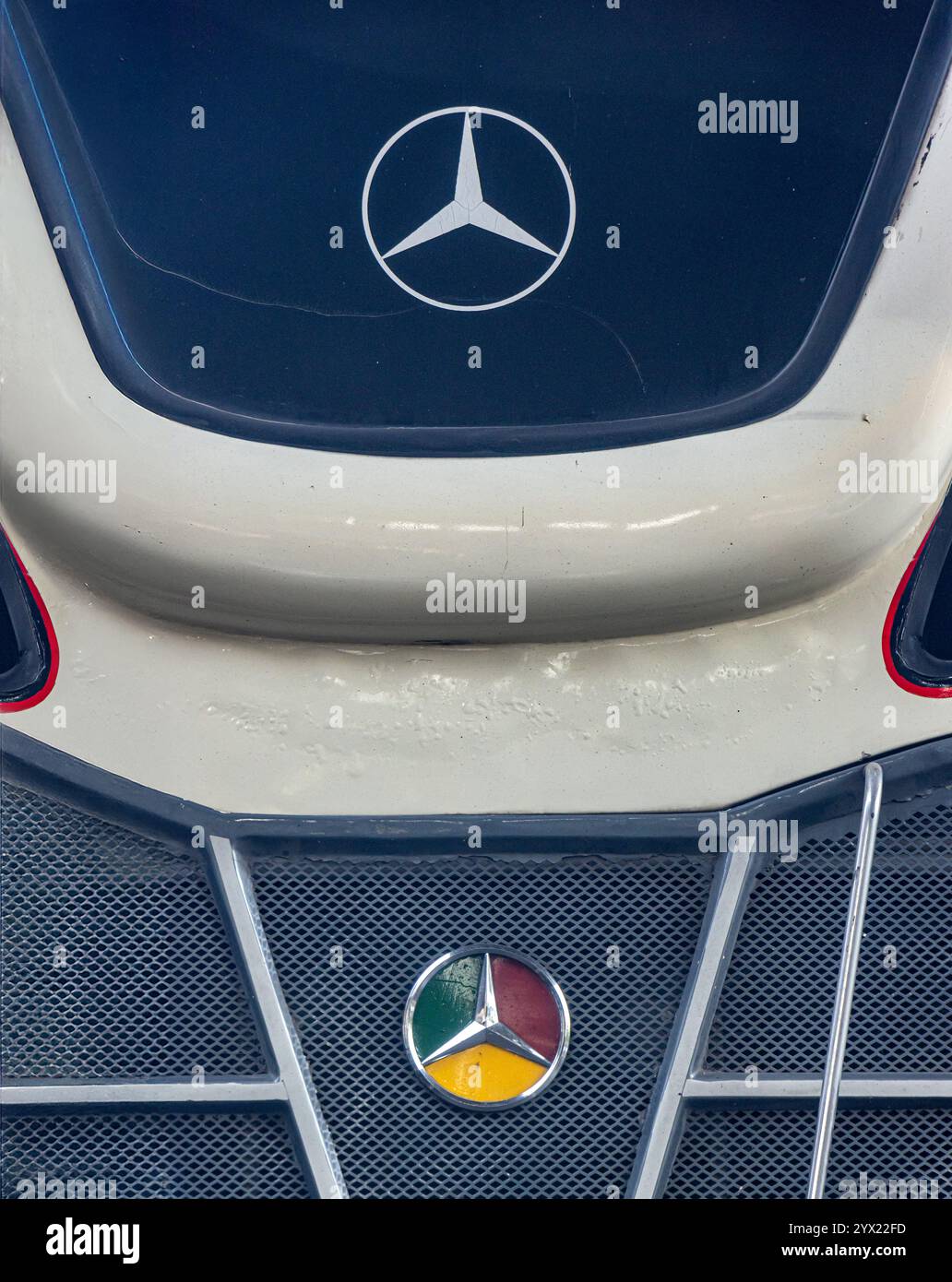 BANGKOK, THAILAND, NOV 09 2024, Mercedes brand on the back of the bus ...