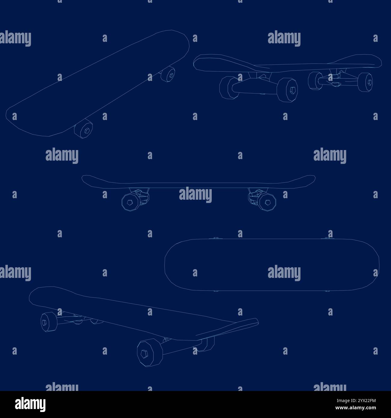 vector line art drawing illustration set collection of a skateboard ...