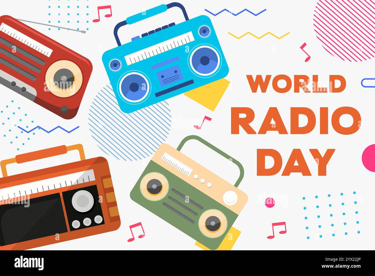 world radio day background illustration in flat design Stock Vector ...