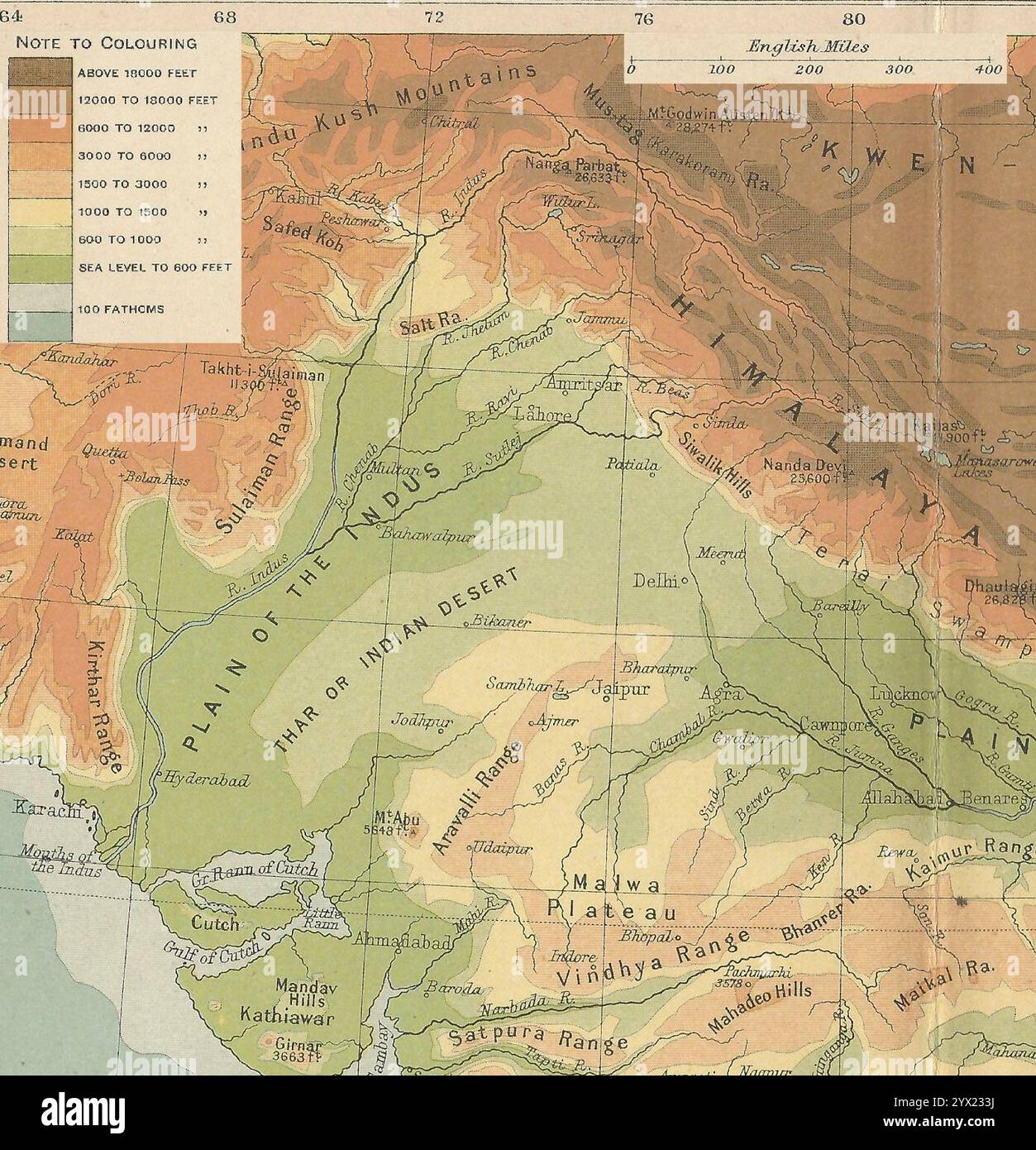 Course and major tributaries of the Indus Stock Photo - Alamy