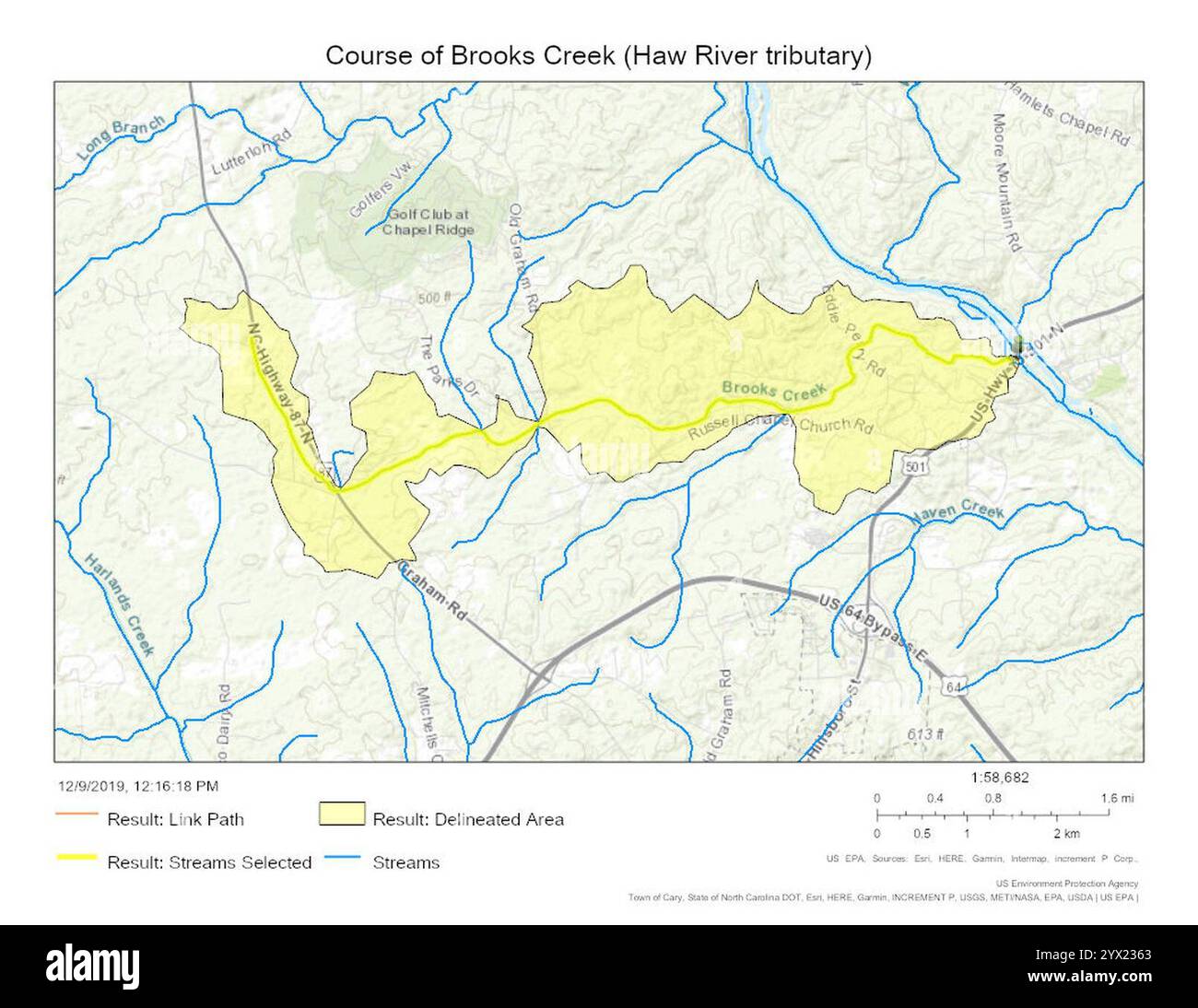 Course of Brooks Creek (Haw River tributary Stock Photo - Alamy