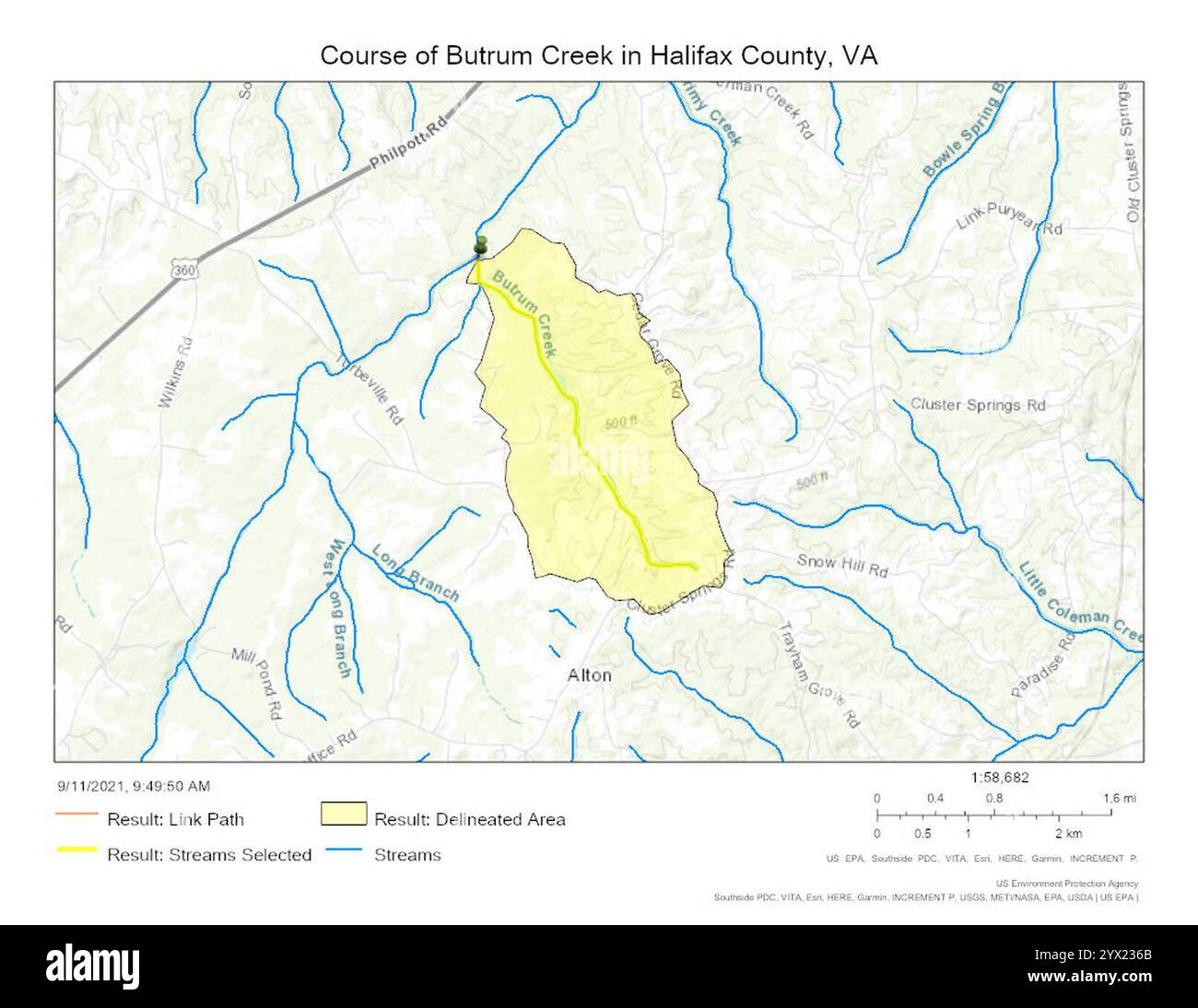 Course of Butrum Creek in Halifax County, Virginia, USA Stock Photo - Alamy