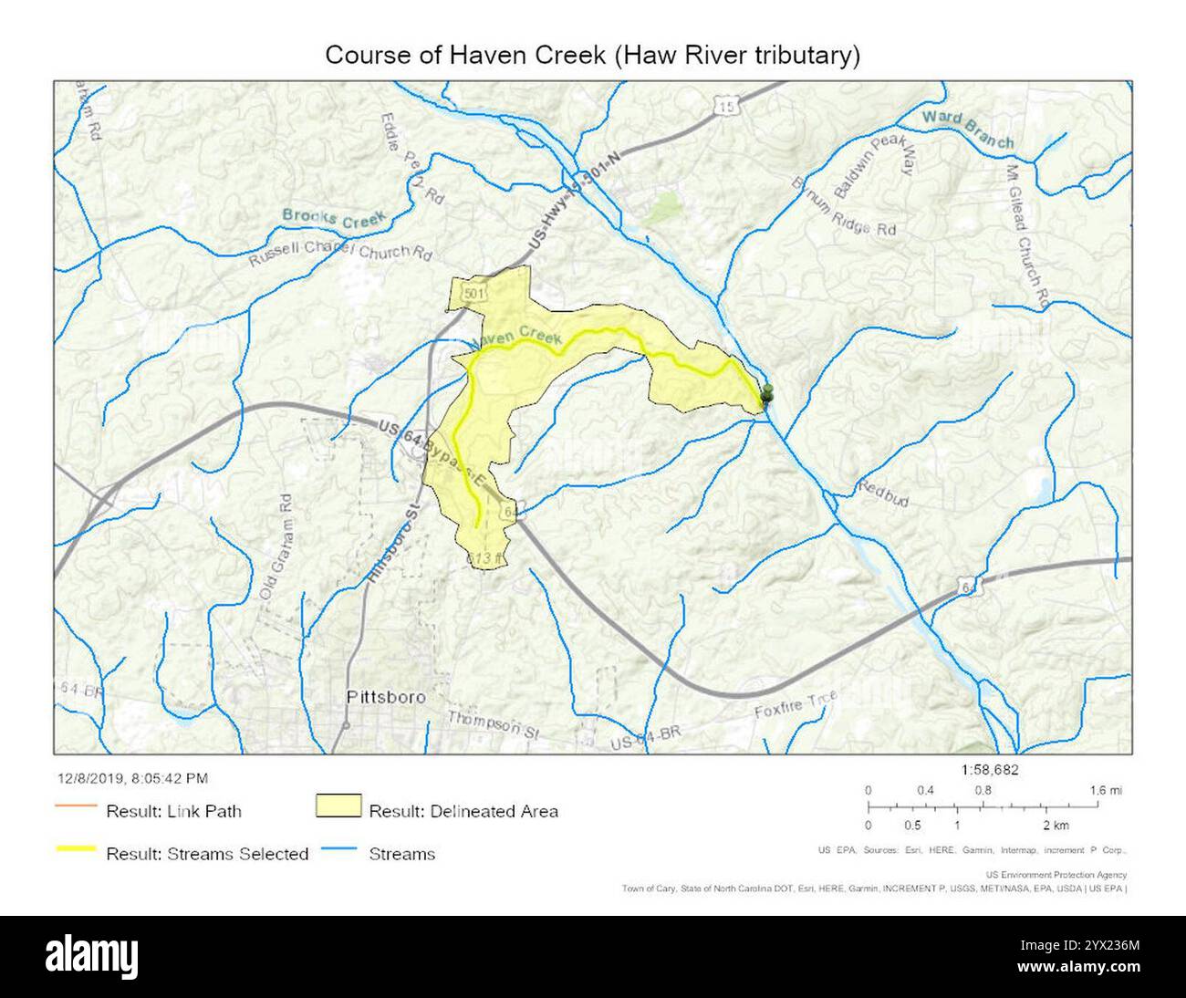 Course of Haven Creek (Haw River tributary Stock Photo - Alamy