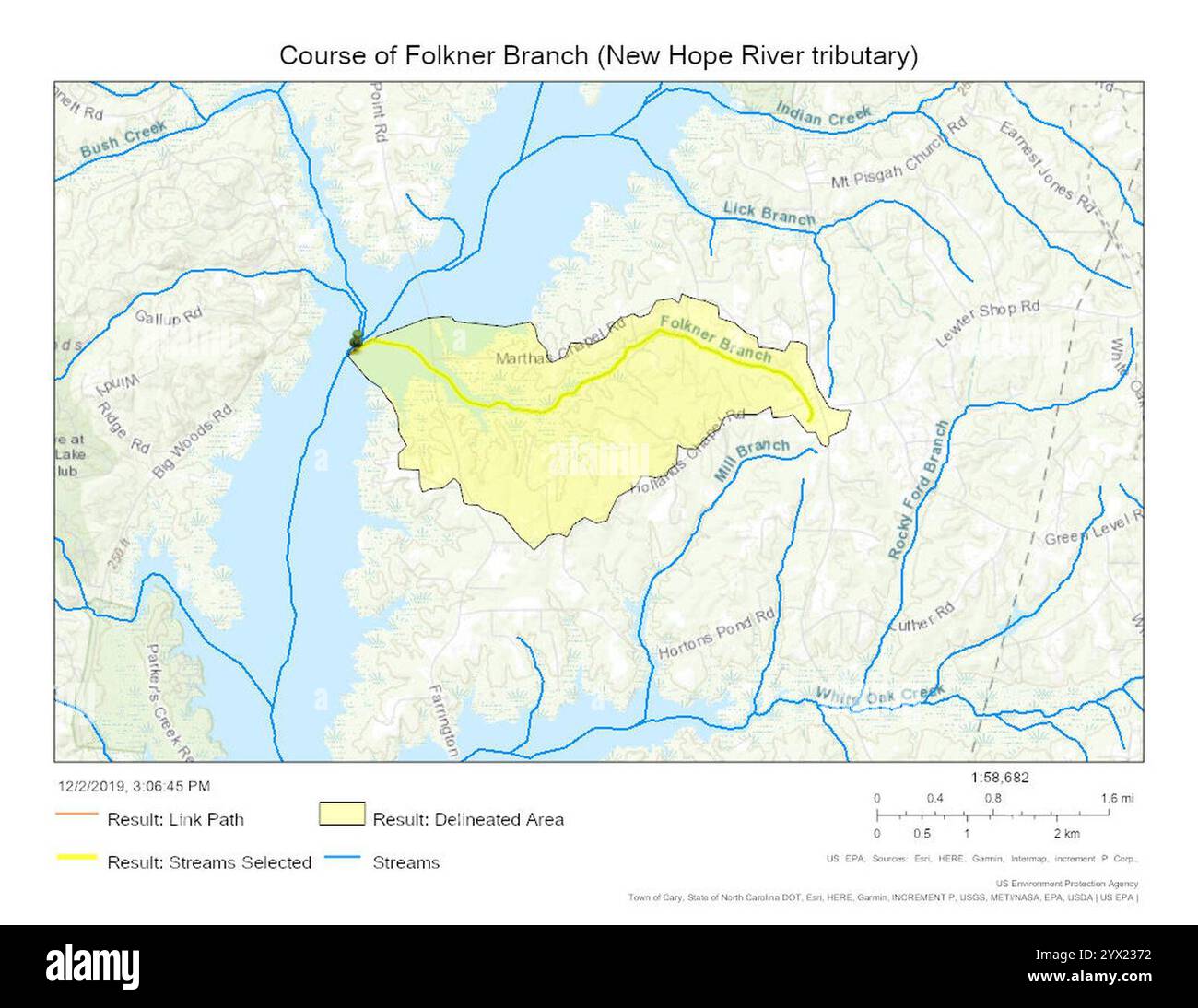 Course of Folkner Branch (New Hope River tributary Stock Photo - Alamy